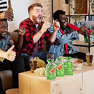 GITMIWS 40Pcs Football Goodie Party Favors Bags- 9'' Football Drawstring Plastic Goody Treat Bags for Boys Kids Birthday Theme Party Supplies Decorations (2 styles, Green)