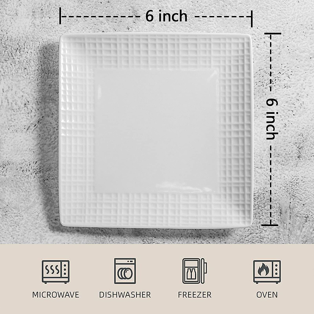 Wareland Refined Crisscross Appetizer Plates Set of 6 & 10.5 inch 2 Pieces Embossed Dinner Plates