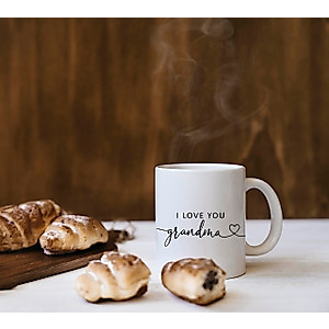 QUICQOD Grandma Gifts - I Love You Grandma White Coffee Mug - Grandma Gifts for Birthday from Grandkid Granddaughter Grandson, Ceramic Mug 11 Oz