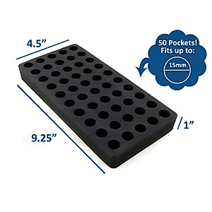 Polar Whale HPLC 4ml Vial Rack Black Foam Storage Rack Organizer Stand Transport Holds 50 Vials Fits up to 15mm Diameter Vials