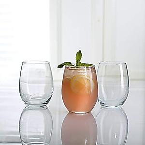 Amazon Basics Stemless Wine Glasses, 15 oz, Set of 4, Clear