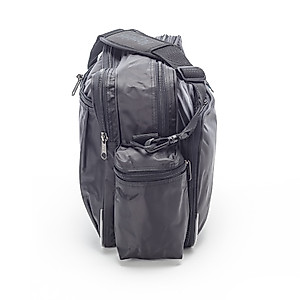 Hopkins Medical Products Original Home Health Shoulder Bag, 70D Waterproof Nylon, Fold-Down Compartment for Easy Access, Adjustable Straps, 14x11x7 inch, Black