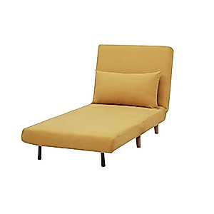 GIA Tri-Fold Convertible Polyester Sofa Bed Chair with Removable Pillow and Legs, Yellow 1 pack