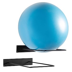 MyGift Black Metal Wire Wall Mounted Large Stability Ball Storage Rack, Yoga Studio Gym Exercise Ball and Equipment Organizer, Set of 2
