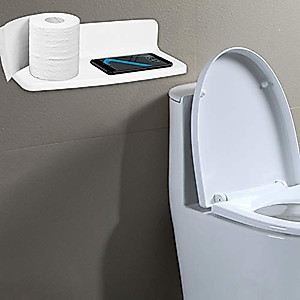 Wall Mounted Small Floating Shelf Stick On Wall Shelves for Bedroom,Kitchen,Bathroom Bedside Shelves to Display Speakers,Photo Frame,Watch,Keys,Cosmetics-Damage Free-Plastic-White(1Pcs/Set)