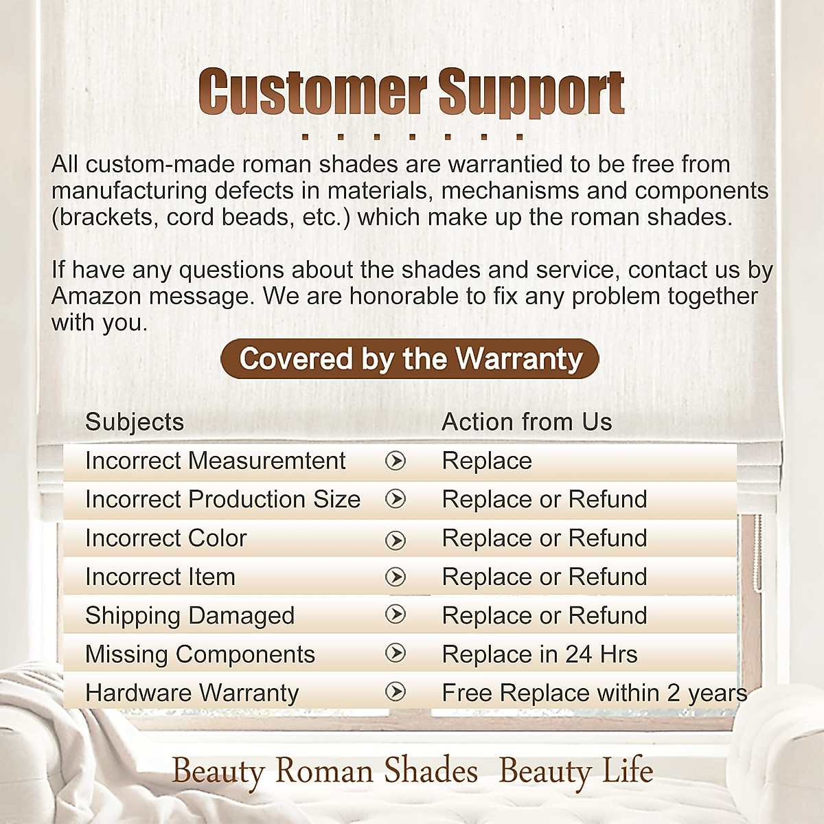 White Cordless Roman Shades, Classic Premium Blackout Roman Window Shades, Custom Washable Fabric Roman Shades for Any Room Setting (1 Piece)