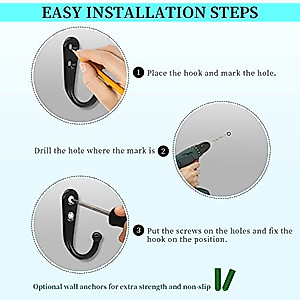 HUGSEE Wall Hooks, 6 Pack Coat Hooks Single Prong Hook Heavy Duty Zinc Alloy Metal Robe Hook for Hanging Coats, Towels, Scarf, Bag, Key, Cap, Cup, Hat, Indoor Outdoor Use