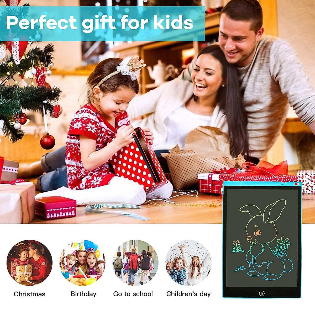 LCD Writing Tablet Doodle Board, 12inch Colorful Drawing Tablet Writing Pad for Kids, Electronic Erasable Learning Educational Girls Gifts Toys for 3 4 5 6 7 Year Old Girls Boys