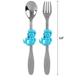 Kids Divided Plate with Utensils - Children's Meal Set with Plate, Fork and Spoon - Mermaid