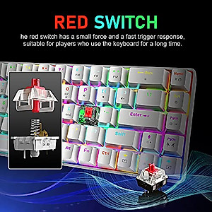 60% Mechanical Gaming Keyboard and Mouse and Mouse pad and Gaming Headset,4 in 1 Wired 68 Keys LED RGB Backlight Bundle for PC Gamers,Xbox,PS4 Users (White/Red Switch)