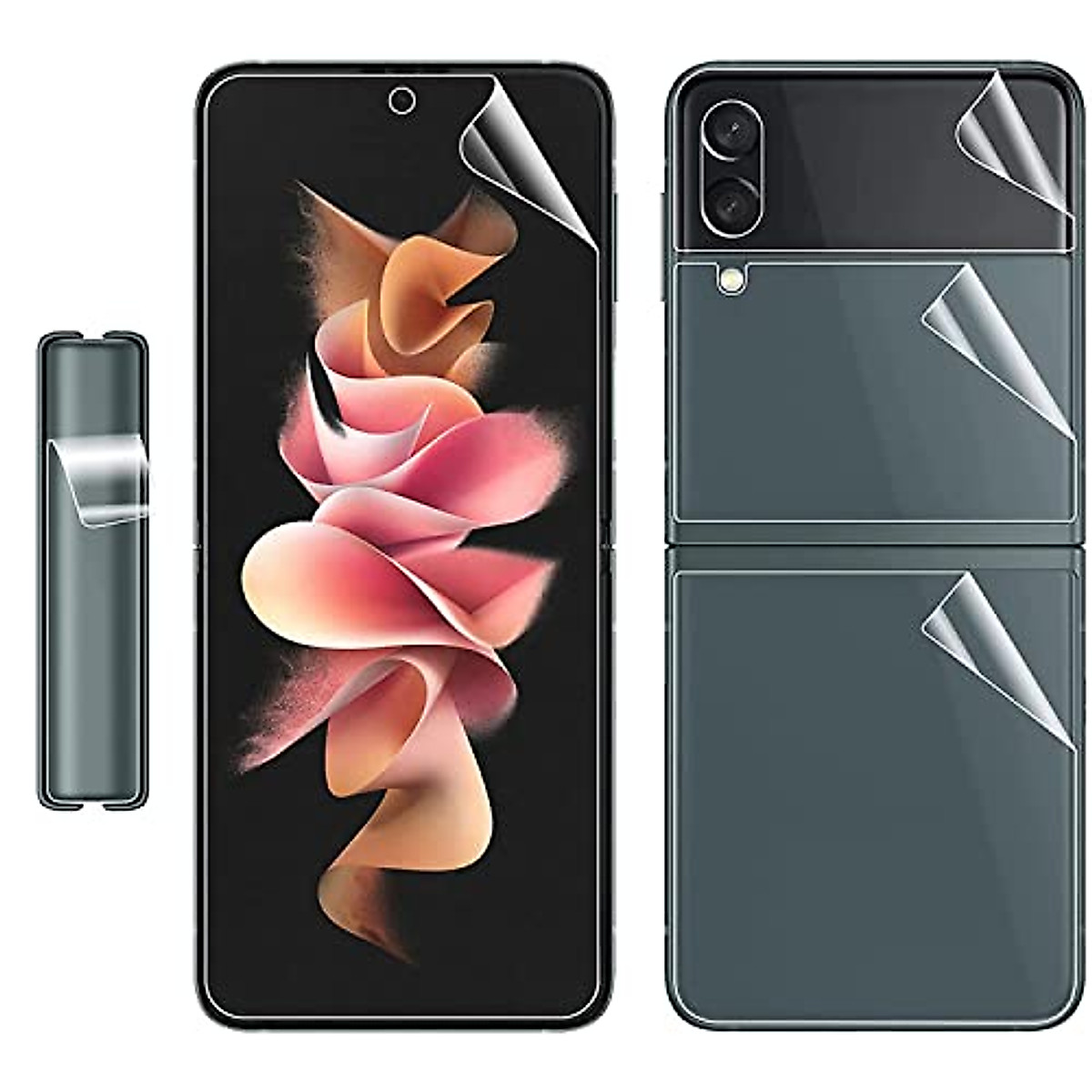 [1Set 5PCS] Galaxy Z Flip 3 Screen Protector, Inside TPU Film + Full Covered Outer + Back Cover Screen Protector, High Clarity, Anti-Shatter, Bubble Free for Samsung Galaxy Z Flip 3 5G Screen Protector