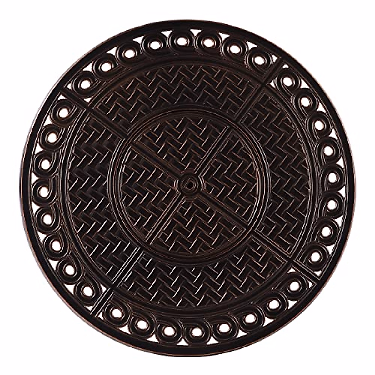 Aluminum 37,0000 BTU 34 in. Round Propane Black Fire Pit Table with Fire Beads, Lid, Propane Tank Cover and Table Fabric Covers in Copper Finish