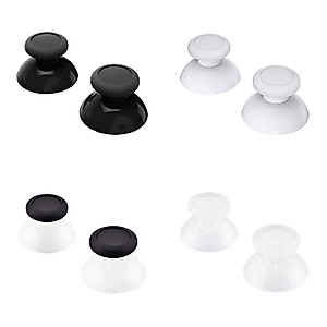 eXtremeRate Replacement 3D Joystick Thumbsticks, Analog Thumb Sticks with Cross Screwdriver for Nintendo Switch Pro Controller - Black & White & Transparent & Transparent Black