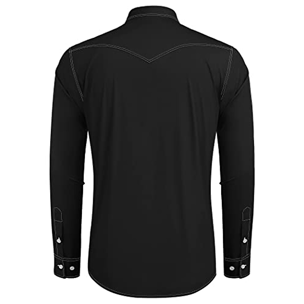 COOFANDY Mens Shirt Western Dress Long Sleeve Casual Cotton Button Down Denim Work, 01-Black, Large, Long Sleeve