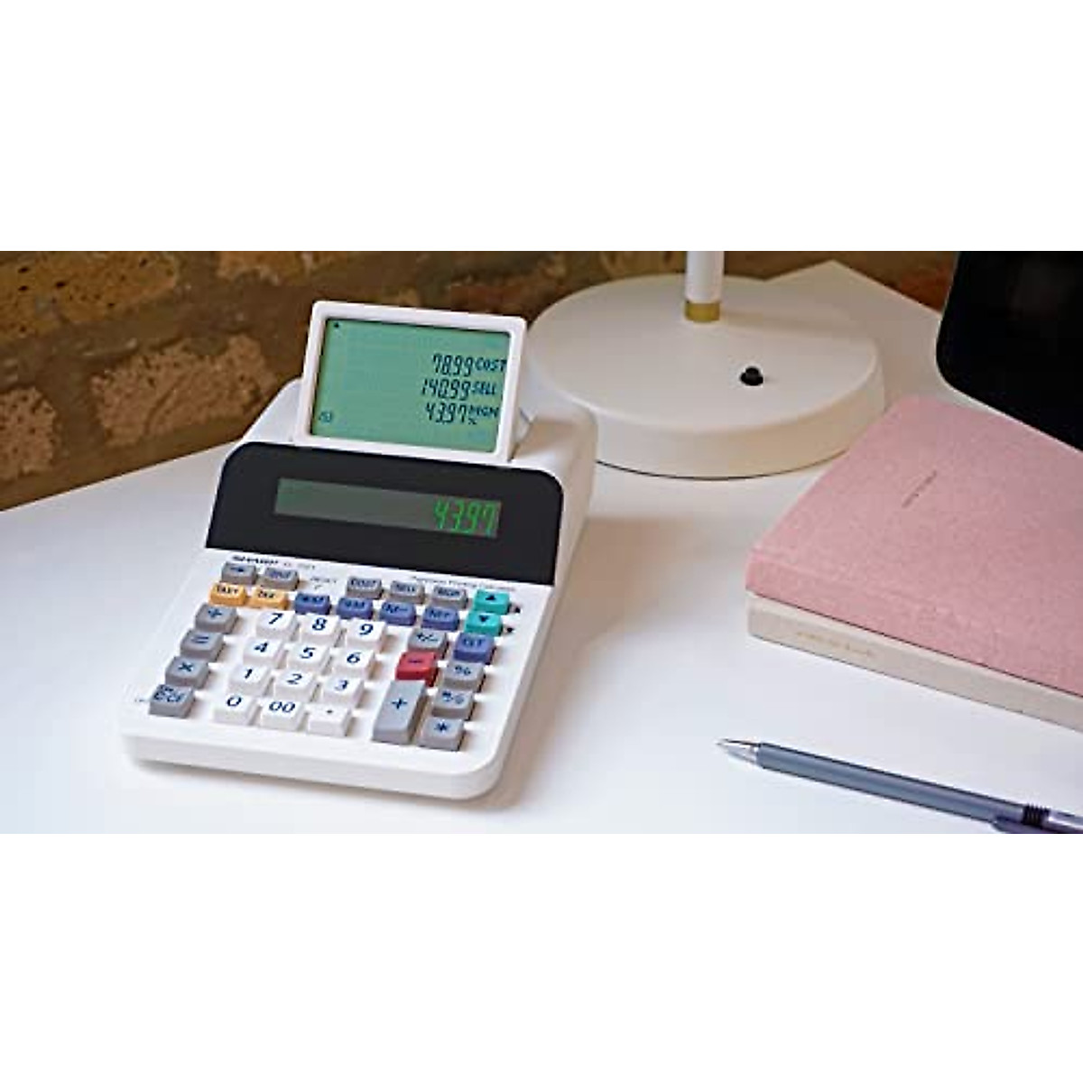 Sharp El-1501 Compact Cordless Paperless Large 12-Digit Display Desktop Printing Calculator That Utilizes Printing Calculator Logic