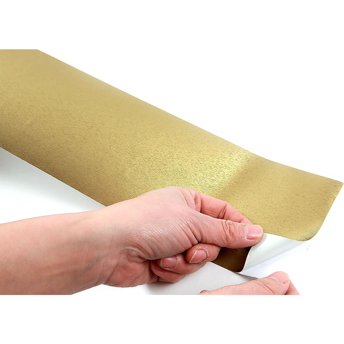 ROSEROSA Peel and Stick PVC Self-Adhesive Wallpaper Border Board Trim Moulding Sticker Hair Line (MG237B : 3.93 Inch X 16.40 Feet) Gold