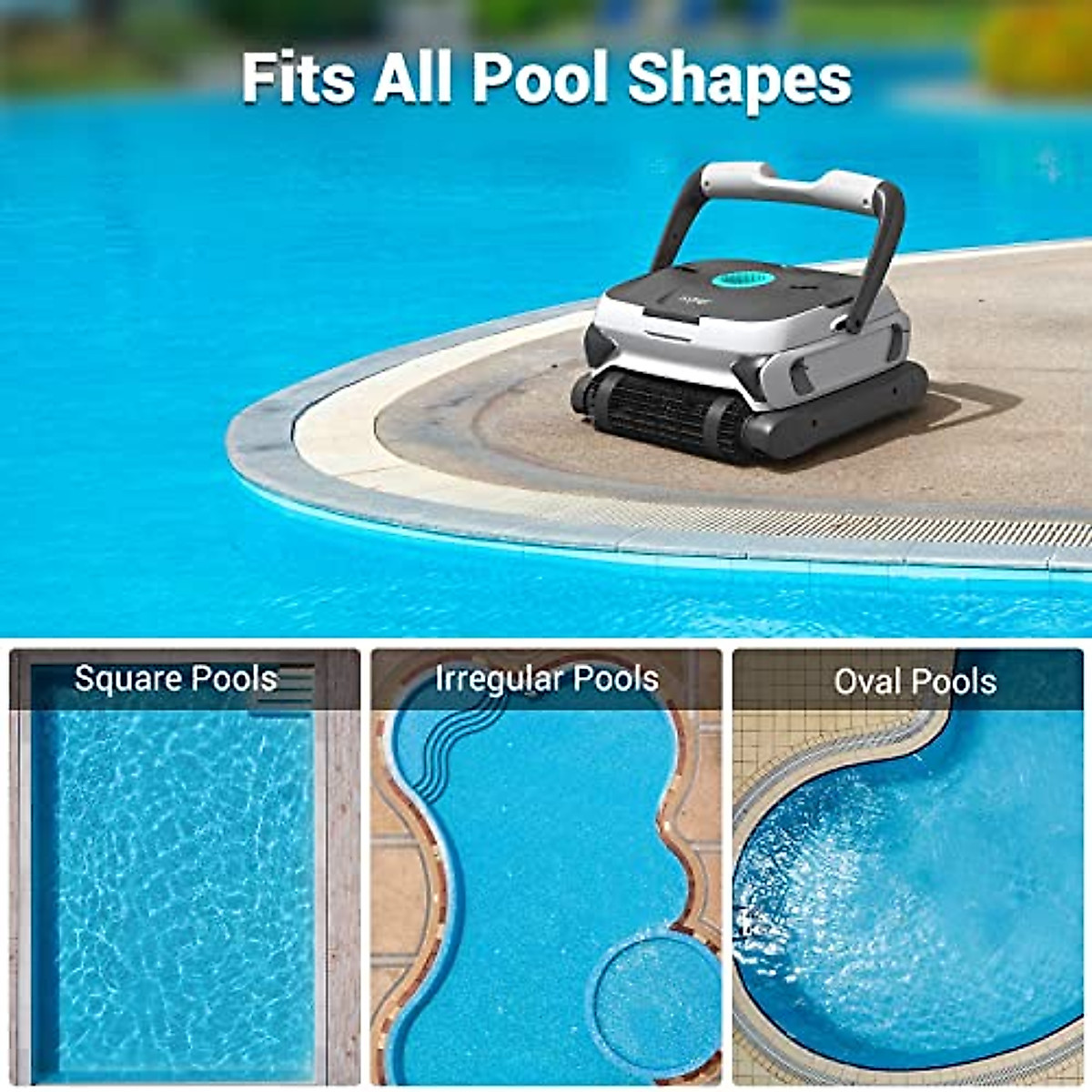 AIPER Automatic Robotic Pool Cleaner with Ultra Triple Motors, Large Top Loading Filter Baskets&Wall Climbing Function, Ideal for In-Ground/Above Ground Pools Up to 50 Feet, Gray (OC1200 Pro)