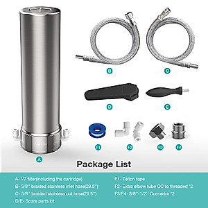 SimPure V7 Under Sink Water Filter, 5-Stage Stainless Steel Water Filtration System Direct Connect to Kitchen Faucet, Reduces 99% Lead, Chlorine, Bad Taste, 20K Gallons (No Drilling Required)