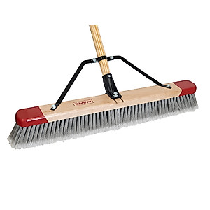 Harper 20201014 24 in. Premium Indoor Smooth-Surface Push Broom with Flagged Bristles, Gray