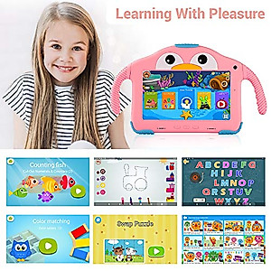 Tablet for Toddlers Tablet Android Kids Tablet with WiFi Dual Camera 32GB Storage 1024 x 600 Screen Parental Control Google Playstore YouTube Netflix for Boys Girls Android 10