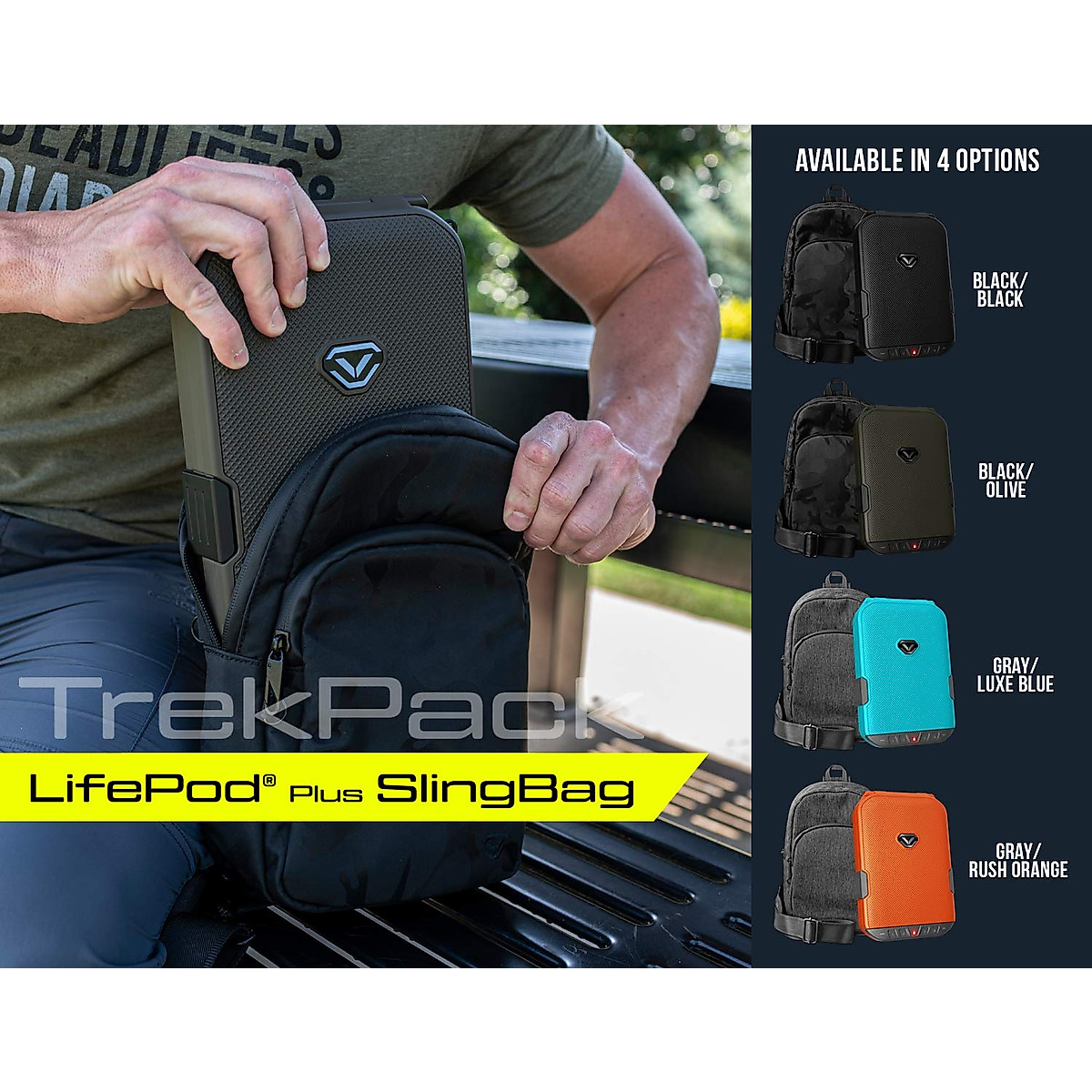VAULTEK LifePod + SlingBag Bundle Secure Waterproof Travel Case Rugged Electronic Lock Box Travel Organizer Portable Handgun Case with Backlit Keypad