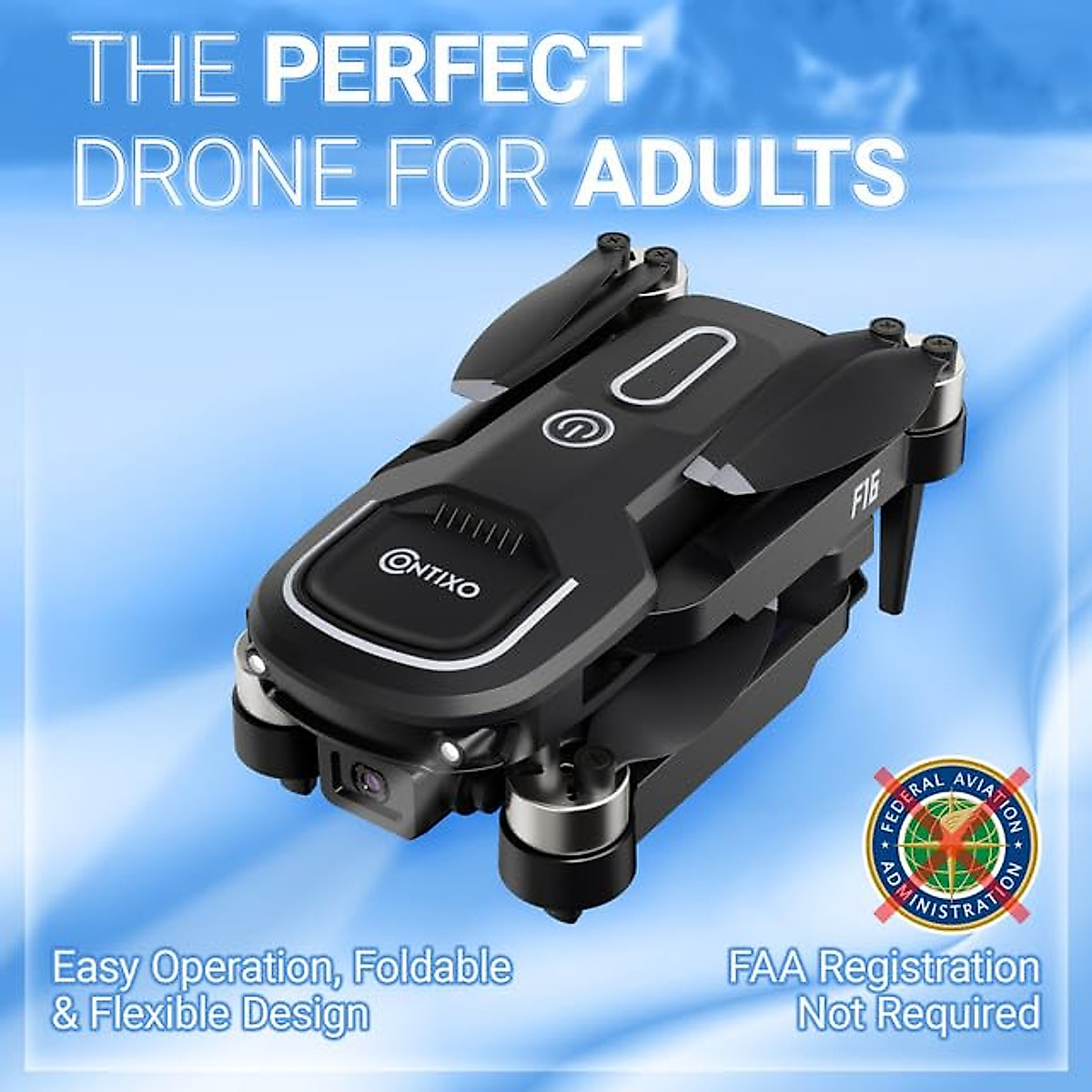 Contixo F16 FPV Drone with Camera for Kids - 2.4G RC Quadcopter Drones for Kids and Beginners with 6-Axis Gyro, 1080P HD Camera, Follow Me Mode, Gesture Control, One Key Starting, WiFi