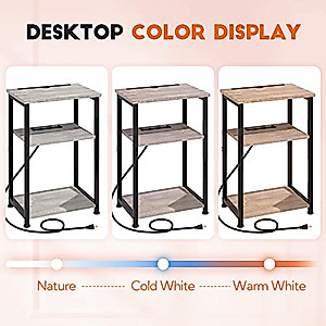 AMHANCIBLE Nightstands Set of 2, Side Table with Charging Station Phone Holder, End Tables Living Room with USB Ports & Outlets, Bedside Tables for Bedroom, HET033GY