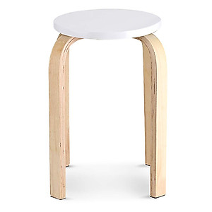 Cocoarm Wooden Round Stool,Anti-Slip Color Wood Stack Stool for Kitchen Home, Garden, Living and Class Room (White)