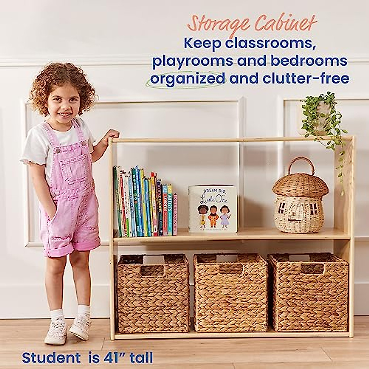 ECR4Kids Streamline 2-Shelf Double-Sided Storage Cabinet, 30in, Classroom Storage, Natural