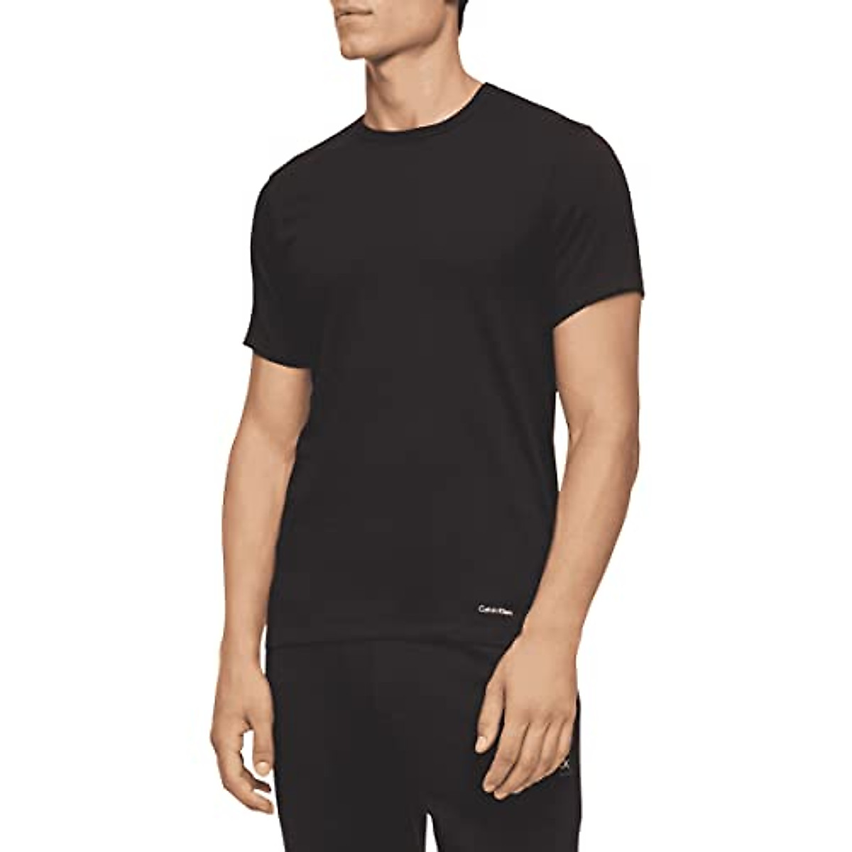 Calvin Klein mens 100% Cotton T-Shirt Packs 5 BLACK- SHORT SLEEVE SLIM FIT CREWNECK L