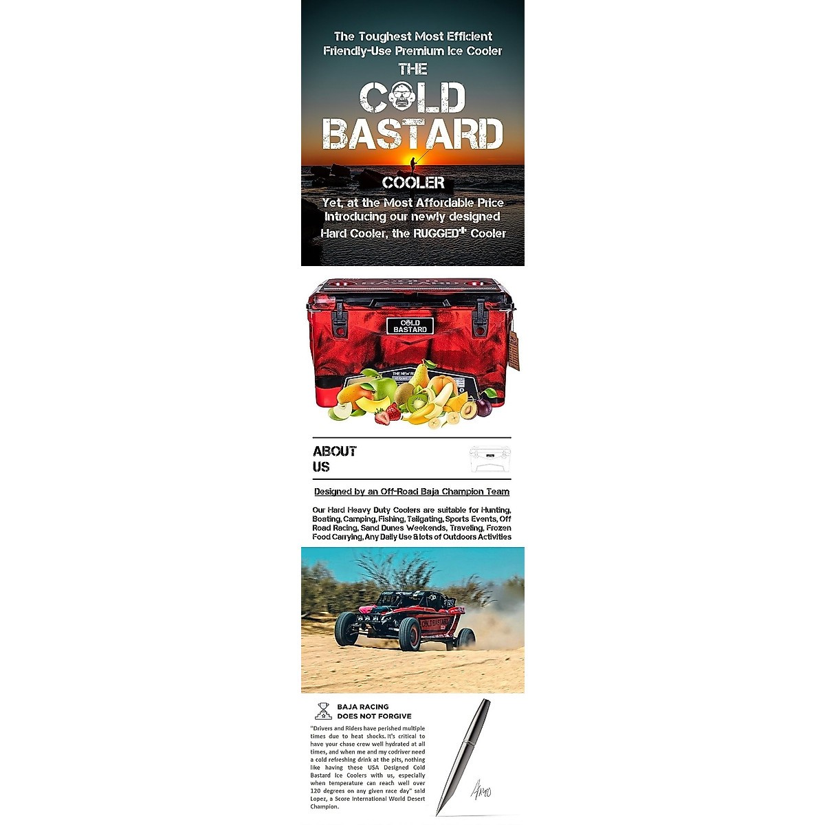 COLD BASTARD COOLERS 45QT Cold Bastard Rugged+ CAMO Ocean Best Premium Ice Chest Cooler Accessories Free S&H (CB45-CO)