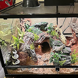 MUYG Resin Turtle Basking Platform,Turtles Rock Dock Climbing Ramp Cave Hideout Decor Reptile Terrariums Resting Terrace Stone Habitat Decoration for Small Lizards, Frogs, Snakes,Chameleon