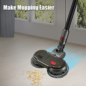 Electric Mop Head for Dyson V7 V8 V10 V11 Vacuum Cleaner, Electric Mop Attachment with LED Headlights Water Reservoir, 6 Reusable Mop Pads