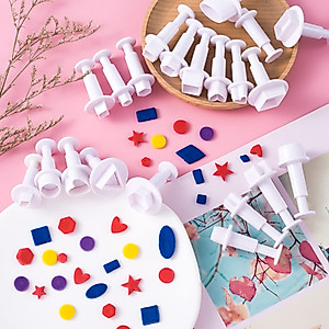 72 PCS Numbers Alphabet Stamps Cake Mold, PAGOW 32 PCS Plastic Cookie Cutter, DIY Baking Tools With 1 Fixing Tool (9 Shape Cutters)