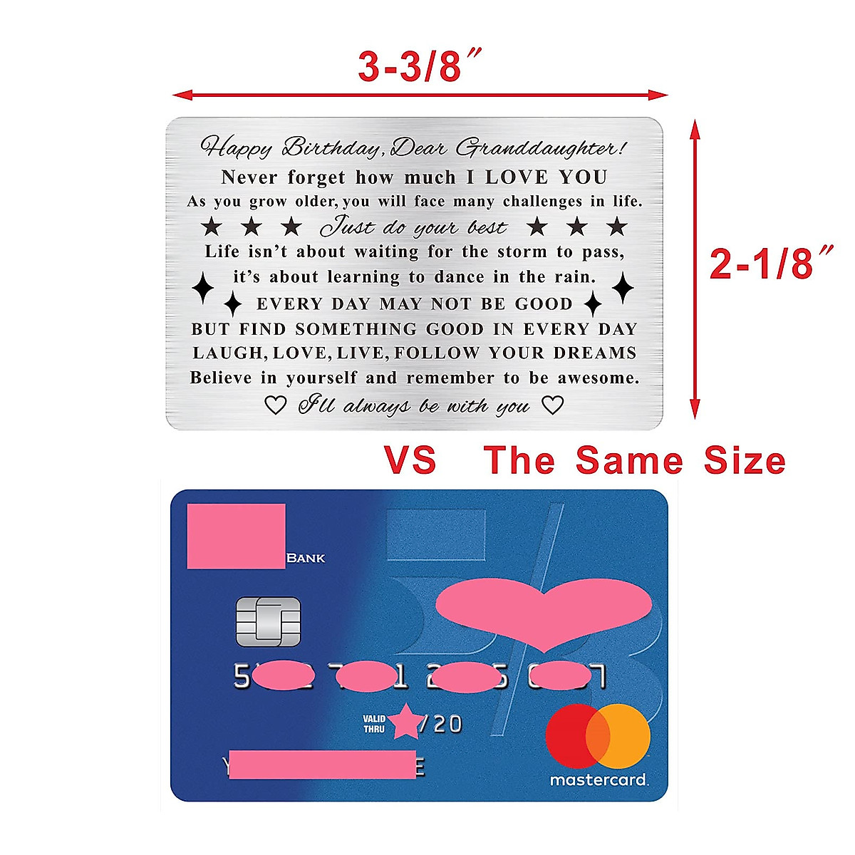 MXRSDF Granddaughter Birthday Card, Granddaughter Bday Gift, Engraved Wallet Card