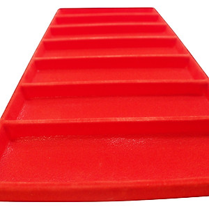 CuteBox Company Black Plastic Tray (14.75” x 8.25” x 1”) with 7 Compartment Red Flocked Tray Insert for Jewelry Storage, Organization, Merchandise, Display