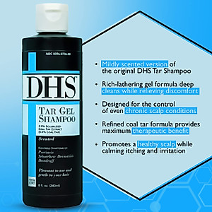 DHS Person & Covey T Gel Shampoo - Anti Dandruff Shampoo, Mildly Scented Psoriasis Shampoo - 8 Fl. Oz. - Refined Coal Tar Gel Formula, Scalp Psoriasis Shampoo, Deep Cleansing Rich Lather