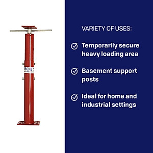 BISupply Basement Floor Jack 19” - 36” Adjustable Support Beam House Jack Post - Floor lifting Joist Beam Brace for Cellar Ceiling 9700 lbs Max Capacity Screw Pole Jack