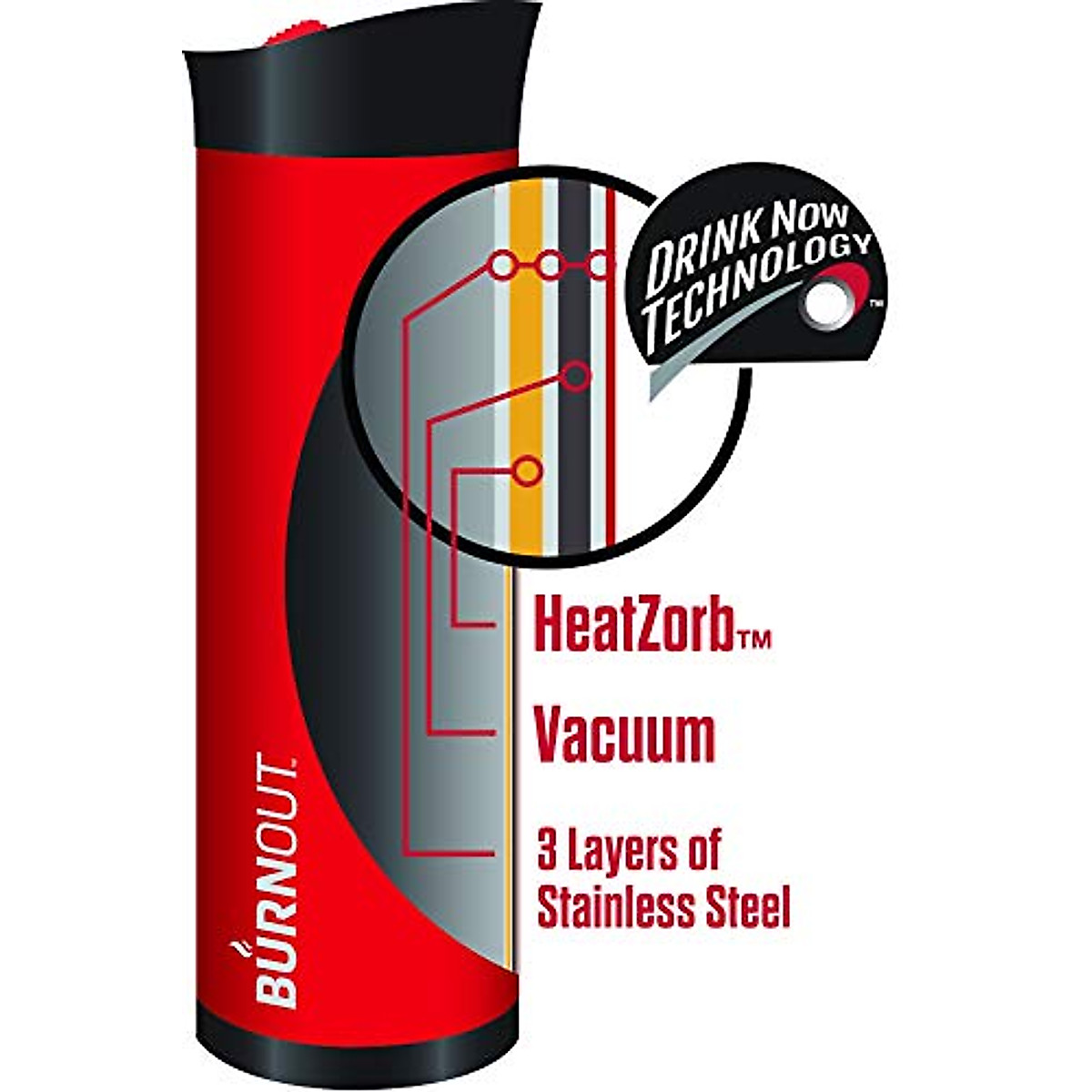 BURNOUT Temperature Regulating Travel Mug 16 oz Black - Drink NOW & HeatZorb Tech