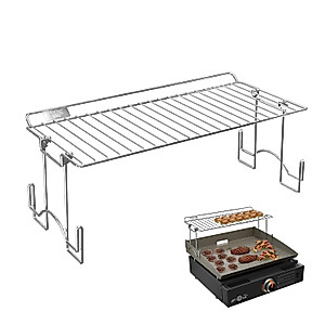 Yukon Glory™ Griddle Warming Rack, Designed for 17" Blackstone Griddles, One-Step Clip On Attachment, Portable and Collapsible