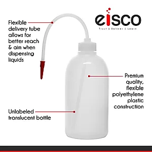 EISCO Labs Multi-Pack Polyethylene Wash Bottles 125ml & 250ml with Delivery Tube, Screw Cap - Durable Lab Dispensing Equipment