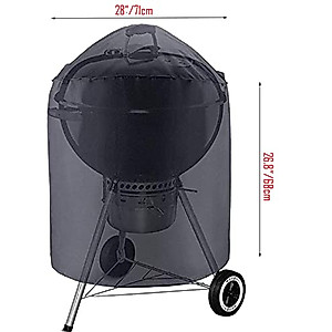 AMSAMOTION BBQ Cover Waterproof, Windproof, Anti-UV, Heavy Duty Rip Proof Kettle Oxford Fabric Grill Barbecue Cover, Round 71vmx 68cm…