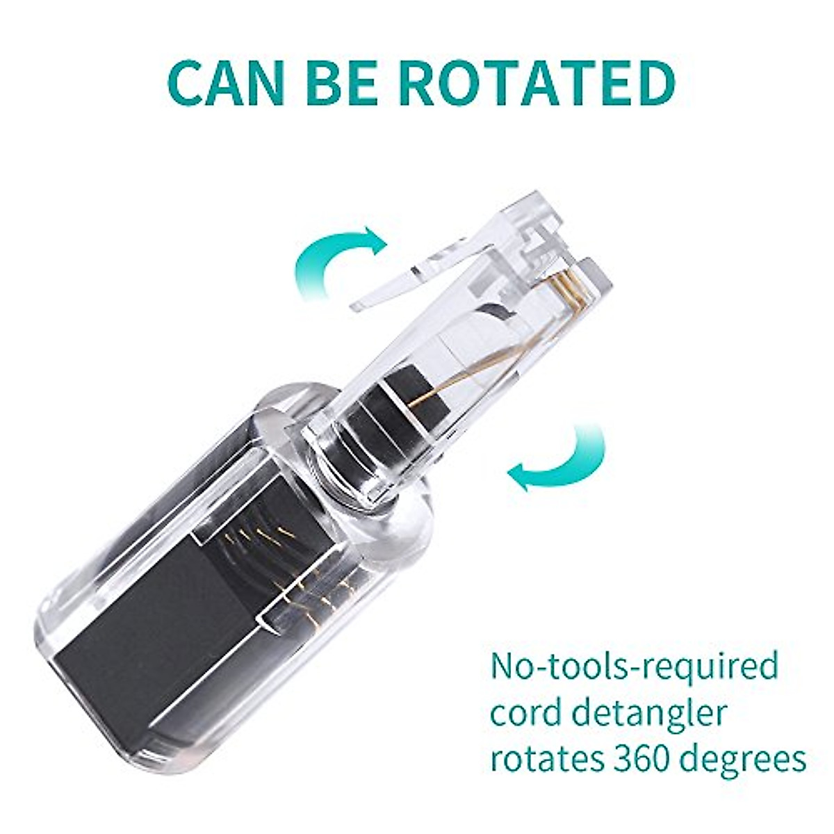 YOLISTIC (Value Pack of 2) 360° Phone Cord Detangler Landline Telephone Extended Rotating Black