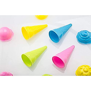 Top Race Ice Cream Sand Toys for Kids with Large 9" Bucket Pail and Spade Scoop Shovels - Kid Beach Toys | 16pcs (Pink) Ice Cream Playset for Kids Ages 1.5 - 9 | Great Ice Cream Sand Toy