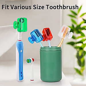 Hooqict 4 Pack Travel Toothbrush Head Covers Electric and Manual Toothbrush Cover Clip Portable Toothbrush Covers Protector Caps for Travelling, Camping, Bathroom, Home, School