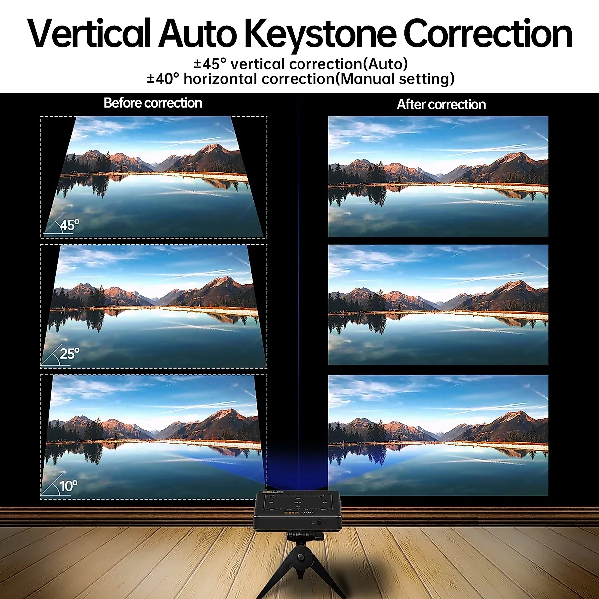 Mini Projector,FEICHEN Portable DLP Projector with 5G WiFi and Bluetooth,Pocket Projector,Support 1080p & 4K HDMI Outdoor Projector for Home Theater,Rechargeable Pico Projector for iPhone Android