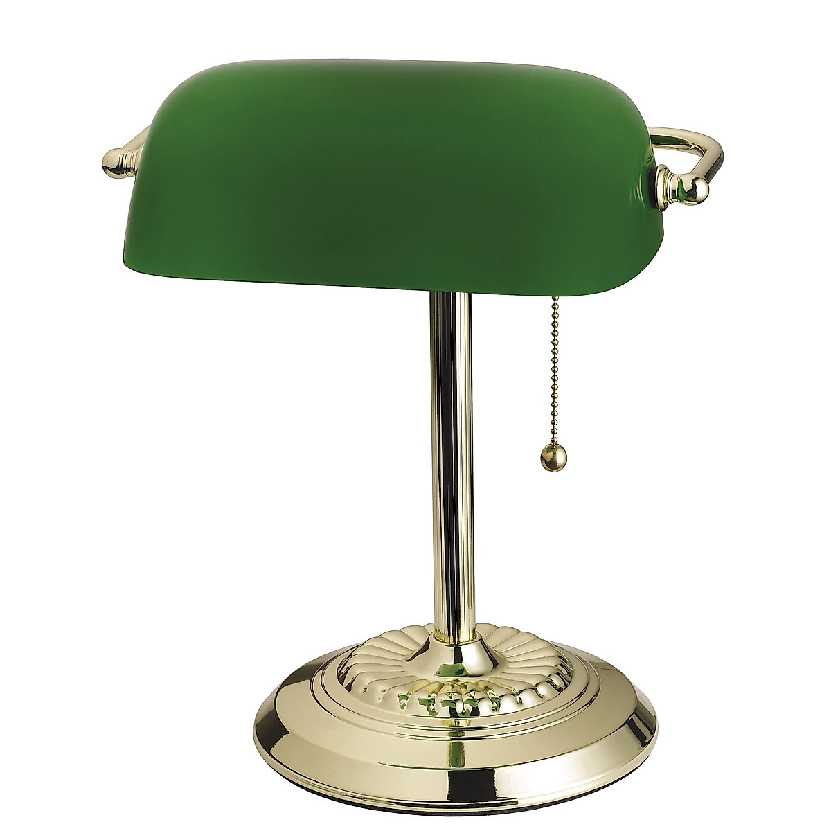 Catalina 13.5" Traditional Bankers Desk Lamp with Glass Shade, Green