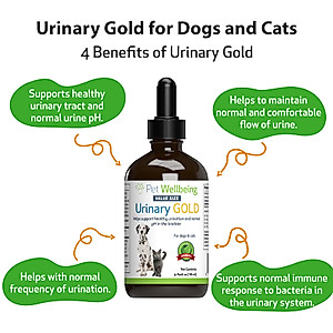 Pet Wellbeing Urinary Gold for Dogs & Cats - Vet-Formulated - Urinary Tract Health, Supports Normal Urinary pH - Natural Herbal Supplement 4 oz (118 ml)