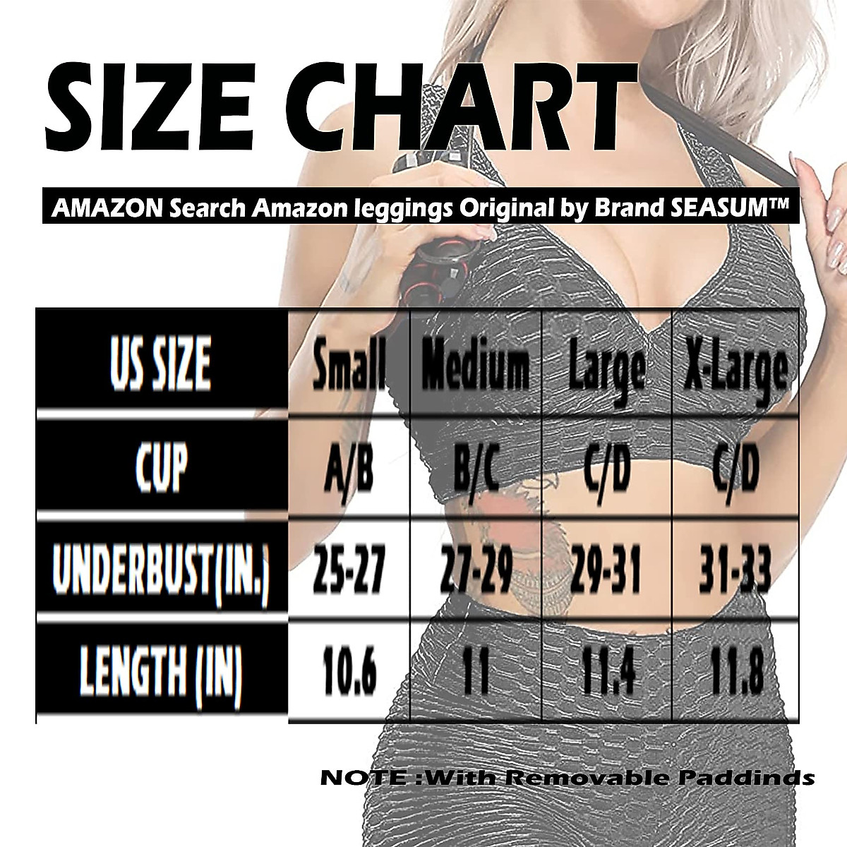 SEASUM Women Textured Leggings Matching Sport Bra Medium Support Workout Bra Crop Top M