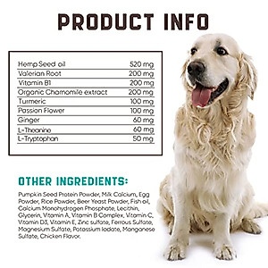 Hemp Calming Chews for Dogs with Vitamins and Minerals - Natural Dog Calming Treats with Hemp Oil - Help Your Dog Relax During Thunderstorms, Separation, Car Rides - 180 Tasty Calming Dog Treats